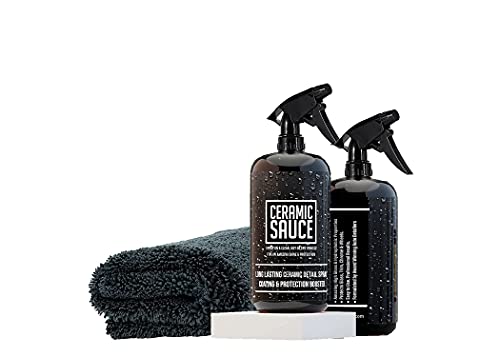 CERAMIC SAUCE Auto Detailing Spray-16oz CAR/SUV/BOAT/MOTORCYCLE (Includes Ultra Premium Microfiber Cloth)