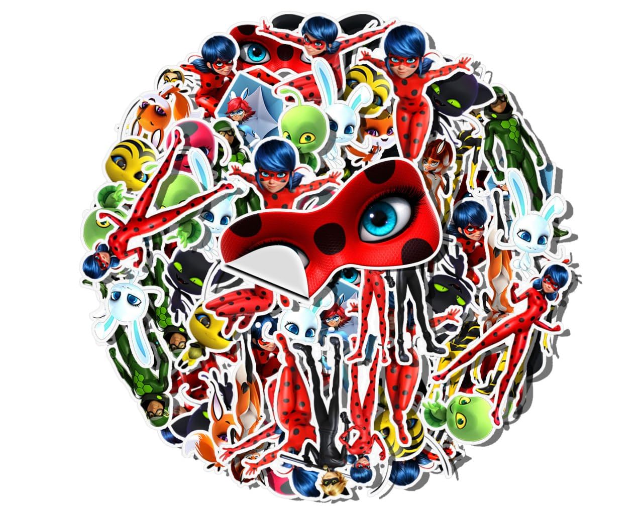 20 Pcs Miraculous Ladybug Stickers, Cartoon Vinyl Decals for Case, Phone, Laptop, Computer, Water Bottles, Luggage, Gift Bag, Party Favors