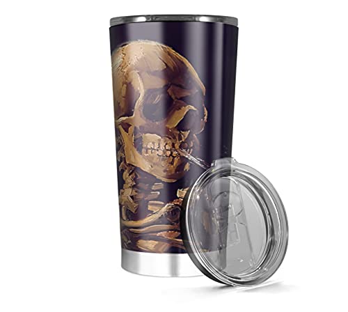 Insulated Tumbler Stainless Steel 20oz 30 Oz Vincent Iced Van Cold Goghs Tea Skull Hot With Wine A Coffee Burning Cigarette Funny Travel Cups Mugs For Men Women, White