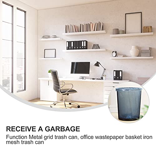 NUOBESTY Rubbish Container Round Mesh Wastebasket Trash Can Garbage Can Vintage Waste Bin Wastebasket Garbage Container Bin for Home Office Bathrooms Powder Rooms 11L Office Waste Basket