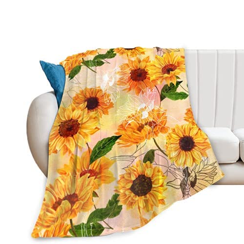 tiehrpr Flannel Fleece Throw Blanket Sunflower Gifts Print for Kids Adults Women 50"X40"