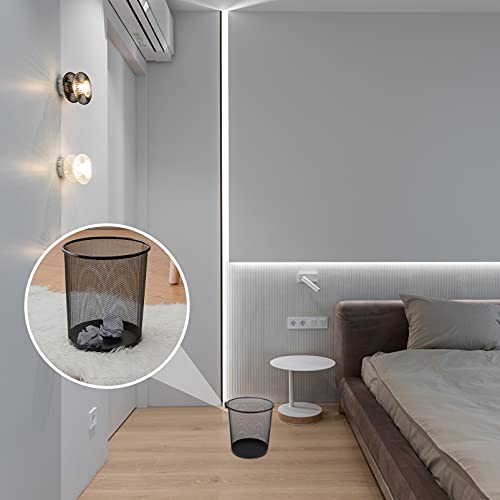 NUOBESTY Rubbish Container Round Mesh Wastebasket Trash Can Garbage Can Vintage Waste Bin Wastebasket Garbage Container Bin for Home Office Bathrooms Powder Rooms 11L Office Waste Basket