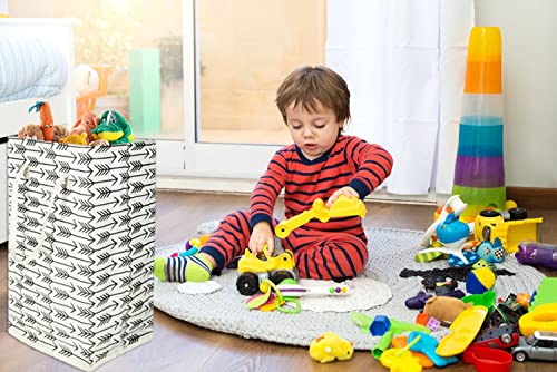 HIYAGON 75L Freestanding Laundry Basket,Large Collapsible Tall Clothes Hamper with Handles,Waterproof Toy Storage Bin for Boys and Girls,Baby Nursery(Arrows)