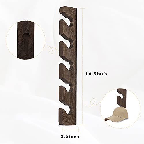 keletop Hat Rack for Wall Baseball Cap Organizer Hanger (2 Pack) Modern Wooden Hat Holder Wall-Mounted Caps Display for Closet Door Bedroom Entryroom Laundry (Brown) …