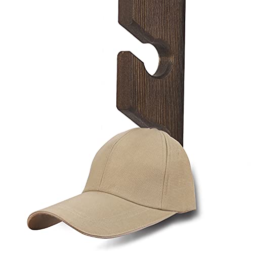 keletop Hat Rack for Wall Baseball Cap Organizer Hanger (2 Pack) Modern Wooden Hat Holder Wall-Mounted Caps Display for Closet Door Bedroom Entryroom Laundry (Brown) …
