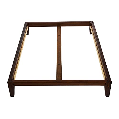 Main + Mesa Yume Modern Solid Wood Platform Bed with Japanese Joinery, Walnut Finish, Queen
