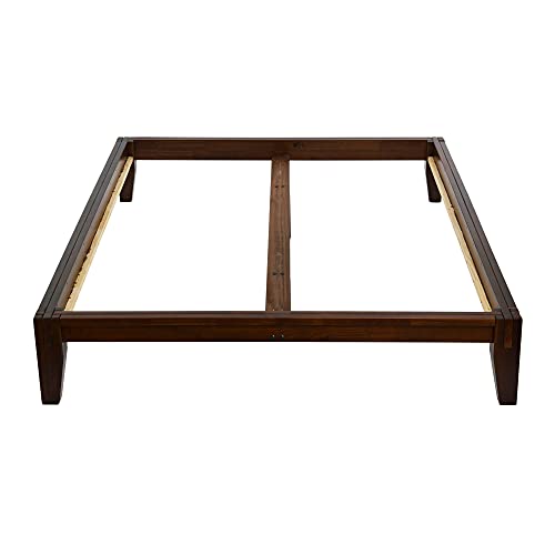 Main + Mesa Yume Modern Solid Wood Platform Bed with Japanese Joinery, Walnut Finish, Queen