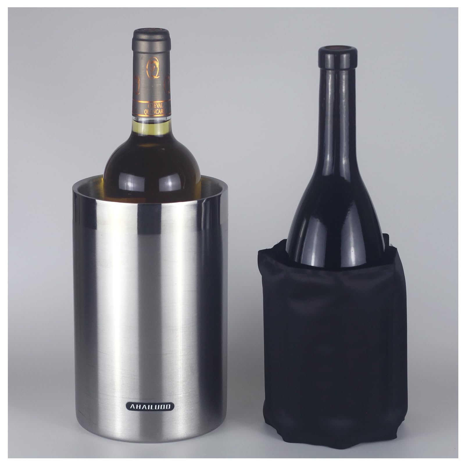 AHAILUOO Wine Chiller Bucket Champagne Bucket for 750ml Double Layer Vacuum Stainless Steel Cooling Bucket Insulated Wine Cooler Bucket to Keep Wine Cold up to 6 Hours