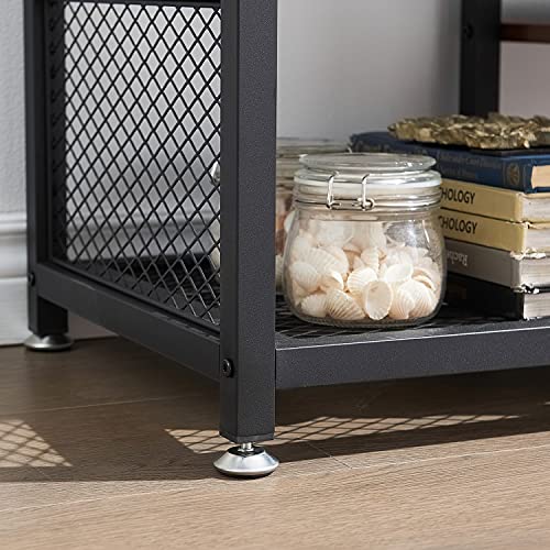 VECELO 47" Coffee Table with Storage Shelf for Living Room Industrial Wood and Metal Frame Easy Assembly Brown