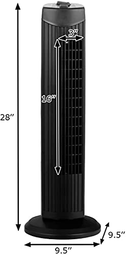 FANTASK Tower Fan, 28 Inch Quiet Oscillating Fan , 3 Wind Speeds & Modes, Bladeless Standing Cooling Fan, Air Circulator Fan for Home Office Kitchen, Floor Fan for Bedroom Room (Black)