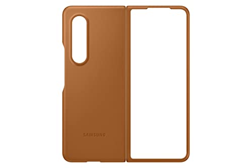Samsung Galaxy Z Fold 3 Phone Case, Leather Protective Cover, Heavy Duty, Shockproof Smartphone Protector, US Version, Camel,EF-VF926LAEGUS