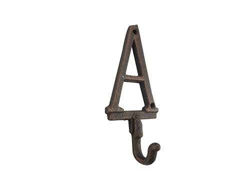 Handcrafted Nautical Decor Rustic Copper Cast Iron Letter A Alphabet Wall Hook 6"