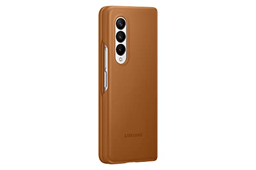Samsung Galaxy Z Fold 3 Phone Case, Leather Protective Cover, Heavy Duty, Shockproof Smartphone Protector, US Version, Camel,EF-VF926LAEGUS