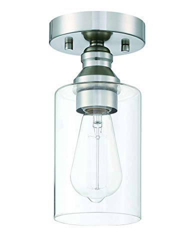 WISBEAM Semi Flush Mount Ceiling Light Fixture, E26 Medium Base, Metal Housing with Clear Glass, ETL Rated, Bulbs NOT Included, 1-Pack