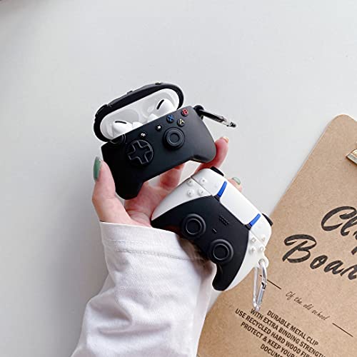 Ponnky Airpods 1st / 2nd Case Protective Shockproof Case Cover with Keychain for Boys Girls,3D Game Controller Cute Design Unique Stylish Accessories Silicone Cover(White Black)