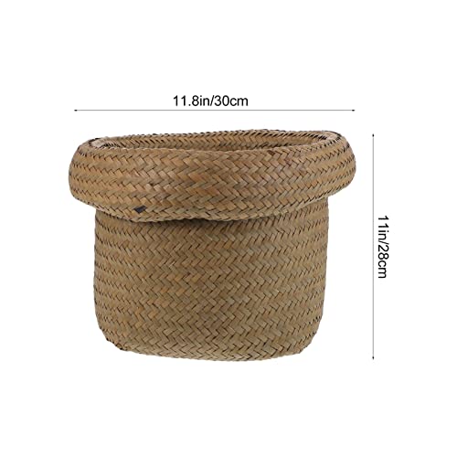 YARNOW Rattan Waste Basket Straw Woven Basket Trash Can Garbage Container Bin Dried Flower Bucket for Bathrooms Kitchens Home Offices M Orange, 26X26X26CM, (HI04CF350E8OHB8CFCS913P6)