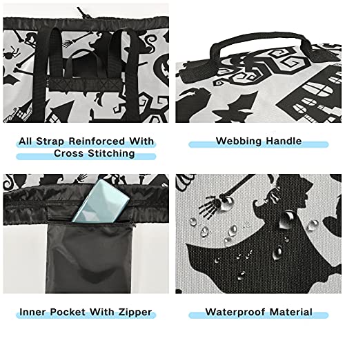 Witch Spider Halloween Laundry Bag Large Heavy Duty Laundry Backpack for College Students Laundry bag with Shoulder Straps Dirty Clothes Organizer for Traveling Waterproof