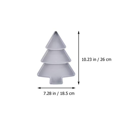 Angoily Christmas Plastic Serving Tray Platter - 2 Pcs Christmas Tree Shape White Plastic Divided Appetizer Serving Tray Candy Snack Salad Desserts Dried Fruit Nuts Plate for Home Office Party