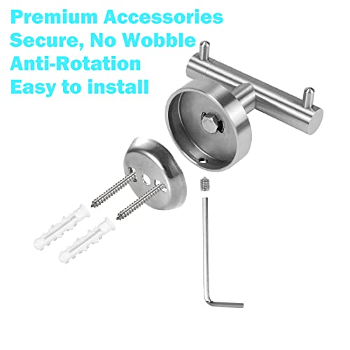 Double Towel Hook for Bathroom 2 Pack Wall Mounted Heavy Duty Stainless Steel Robe Coat Hook, Cabinet Closet Door Sponges Holder for Bedroom Kitchen Garage, Brushed Finish