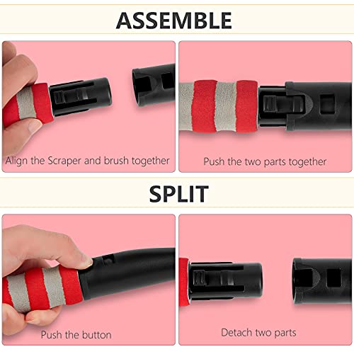 FOVAL 27" Snow Brush with Wider Ice Scraper (4.73" Width)(2 Pack), Snow Removal Car Brush with Comfortable Foam Grip for Cars, Trucks, SUVs, Windshield (Heavy Duty ABS, PVC Brush)(Red)