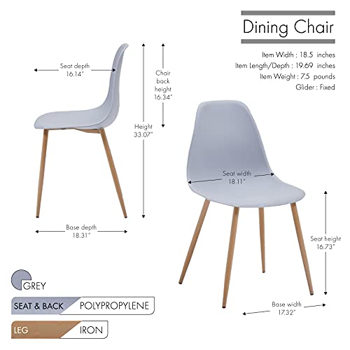 Porthos Home Oban Dining Chairs Set of 2 with Durable Plastic Shells and Tapered Iron Legs in Woody Accent (Great for Dining Rooms