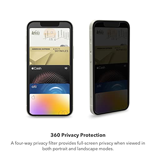 ZAGG InvisibleShield Glass Elite Privacy 360 Screen Protector for Apple iPhone 14/ 13/ 13 Pro - Four-Way Privacy Filter, 5X Tougher, Anti-Fingerprint Technology, Easy to Install