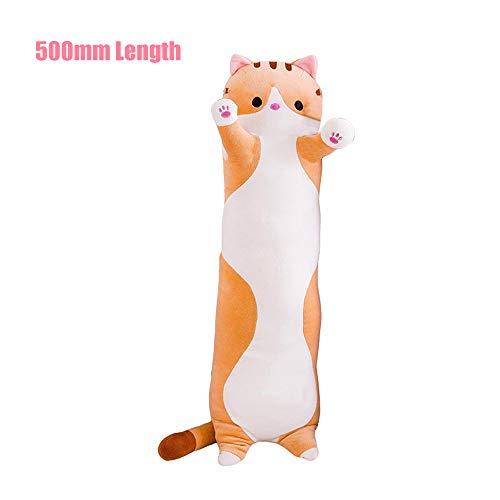Irishom Plush Pillow, Cat Long Throw Sleeping Pillow Cute Cartoon Cat Shaped Plush Toy Sleeping Long Throw Pillow Home Office Study