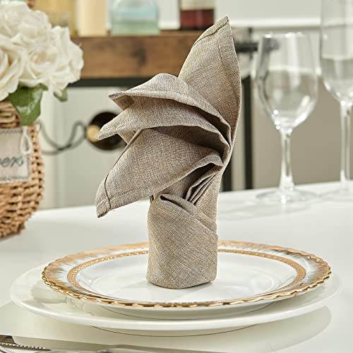 Mebakuk Rectangle Tablecloth and Cloth Napkins Set of 12, Anti-Shrink Soft and Wrinkle Resistant Decorative Fabric for Wedding Party Restaurant Dinner Parties (52 x 70 Inch - Mocha)