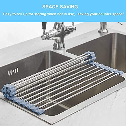 Seropy Roll Up Dish Drying Rack Over The Sink for Kitchen Organizer and 40 Pack Metal Clothes Hangers Heavy Duty Coat Hangers in Bulk