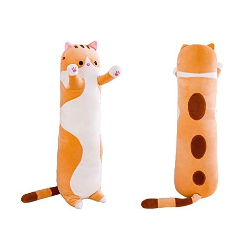 Irishom Plush Pillow, Cat Long Throw Sleeping Pillow Cute Cartoon Cat Shaped Plush Toy Sleeping Long Throw Pillow Home Office Study