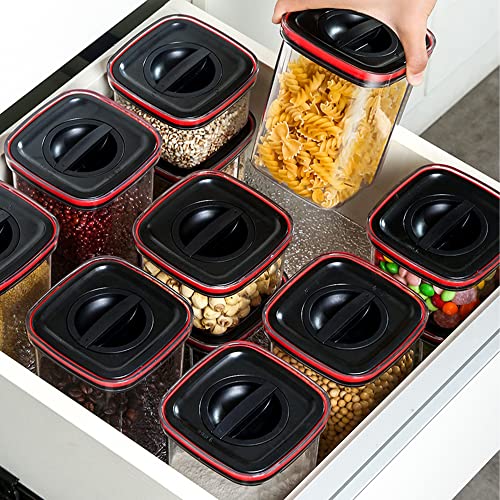 Kanuusiz Airtight Food Storage Containers Set -12 pack, BPA-Free Crystal Clear Kitchen Pantry Organization and Storage Containers with Durable Lids for Pasta, Snacks, Cereal, Flour, Sugar Storage
