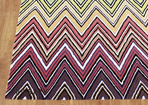 Magic Zig Zag 5' X 8' Feet Multi Color Hand Tufted Modern Style 100% Wool Area Rug/Carpet
