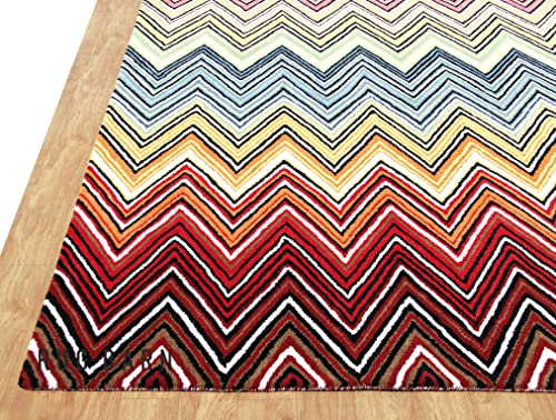 Magic Zig Zag 5' X 8' Feet Multi Color Hand Tufted Modern Style 100% Wool Area Rug/Carpet