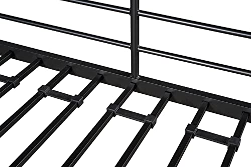 Metal Twin Loft Bed with Desk and Storage Shelves, Space-Saving Bed Frame with 2 Side Ladders and Safety Guard Rails for Kids Teens Adults, No Box Spring Needed