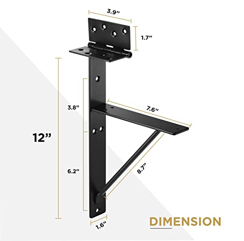 Anti Sag Gate Kit with Gate Hinges Heavy Duty for Wooden Fences-No Sag Gate Corner Brace Bracket for Doors, Corral Gates, Wood Windows (2 Set of Anti Sag Gate Kit and Cane Bolt)