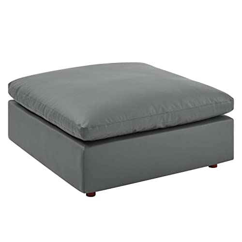 Modway Commix Down-Filled Overstuffed Vegan Leather 7-Piece Sectional Sofa in Gray