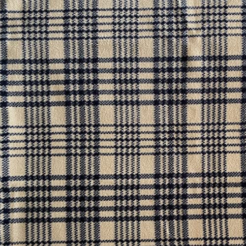 Tartan Plaid Tan Anti-Pill No-Sew Throw Fleece Fabric Kit (72x60)