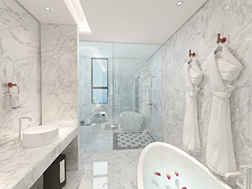 3 Pack Industrial Pipe Bathroom Hardware Accessories Set, Include 2Robe Coat Towel Hook and 1 Towel Ring Threaded Wall Mounted Rustic Decor Accessories Kit(Bronze)