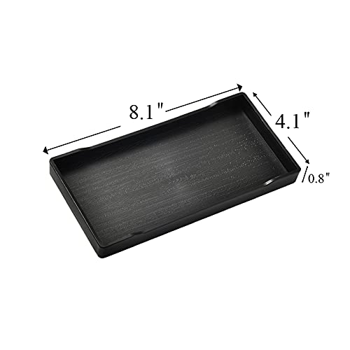 VCREATC Small Black Mini Tray (8 inch x 4 inch) for Kitchen Counter, Bathroom for Vanity Items, Coffee Accessory, Bar, Serving Seasoning, Salt and Pepper, Soap, Perfume or Display Use.
