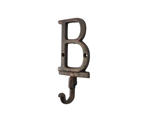 Handcrafted Nautical Decor Rustic Copper Cast Iron Letter B Alphabet Wall Hook 6"