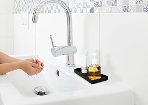 VCREATC Small Black Mini Tray (8 inch x 4 inch) for Kitchen Counter, Bathroom for Vanity Items, Coffee Accessory, Bar, Serving Seasoning, Salt and Pepper, Soap, Perfume or Display Use.