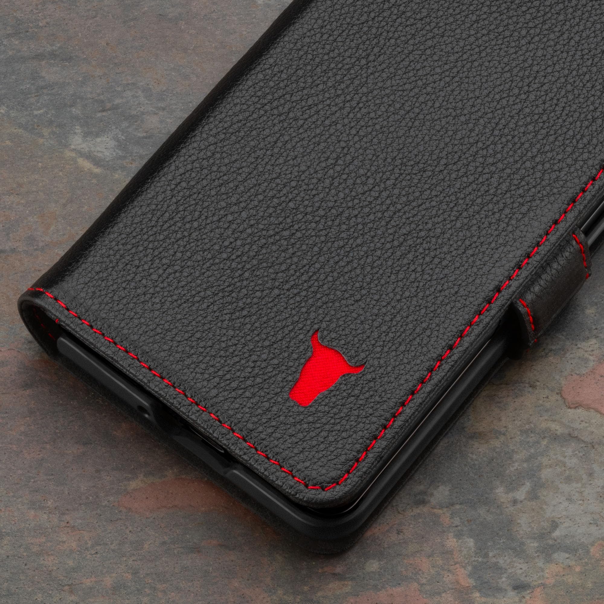 TORRO Phone Case Compatible with Samsung Galaxy Z Fold5 β Premium Leather Wallet Case with Stand Function and Card Slots (Black)