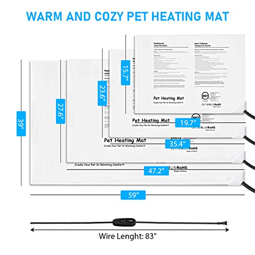clawsable Super Large Size Pet Heating Pad Electric Heating Pad for Dogs, Waterproof Dog Cat Heating Pad, Adjustable Warming Mat with 6 Temperature & 4 Timers Set Auto Off Anti-Chew Cord (XL-48"x28")