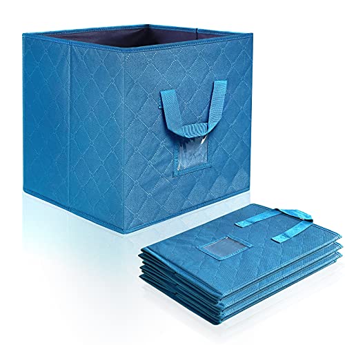Cloth Storage Bins With Handles, LSNDEE Large Storage Box Organizer, Foldable Fabric Storage Cubes, Closet Organizers For Home And Office, 11.8 "X 11.8" X 11.8 ", 3 Pack