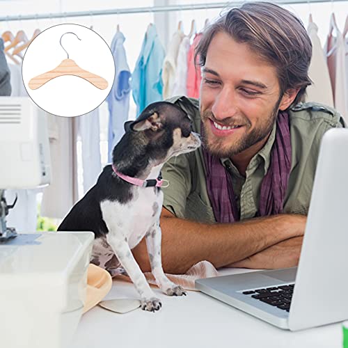 Balacoo 10pcs Wooden Pet Apparel Hangers Pet Clothes Hangers Pet Drying Rack Hangers Dog Clothing Hanging Rack Ultra Thin Space Saving Hook (14x14cm)