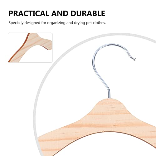 Balacoo 10pcs Wooden Pet Apparel Hangers Pet Clothes Hangers Pet Drying Rack Hangers Dog Clothing Hanging Rack Ultra Thin Space Saving Hook (14x14cm)