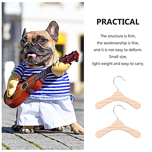 Balacoo 10pcs Wooden Pet Apparel Hangers Pet Clothes Hangers Pet Drying Rack Hangers Dog Clothing Hanging Rack Ultra Thin Space Saving Hook (14x14cm)