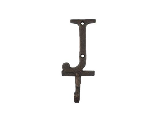 Handcrafted Nautical Decor Rustic Copper Cast Iron Letter J Alphabet Wall Hook 6"