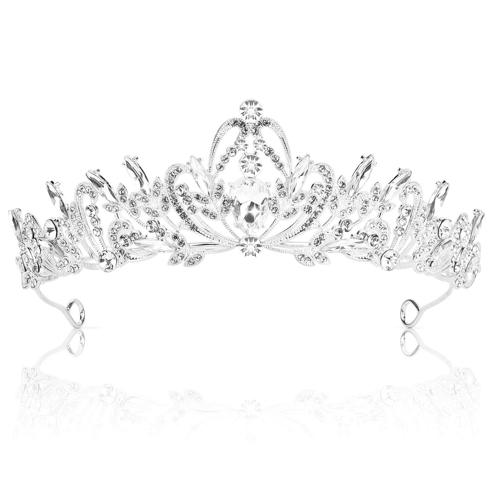 Jaciya Silver Crystal Tiaras Crowns for Women Birthday Tiara for Girls Princess Crown Rhinestone Headband Quinceanera Headpieces Wedding Prom Pageant Party