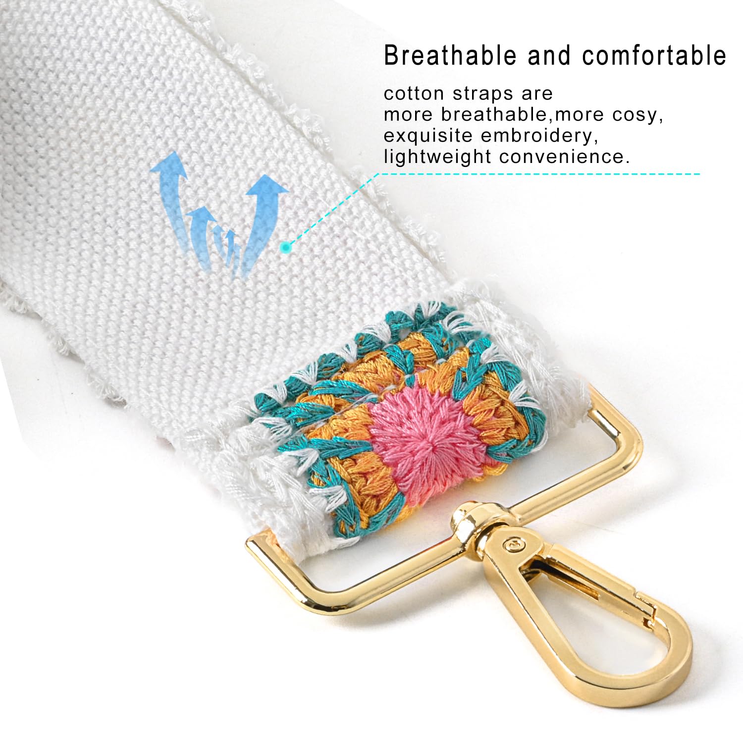 PAXMATE Purse Strap Replacement Crossbody Handbag Guitar Strap Purse Shoulder Strap Adjustable Crochet Flower Bag Strap